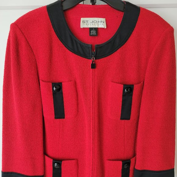 St. John Collection | Tops | St John Collection Size 6 Red With Black ...